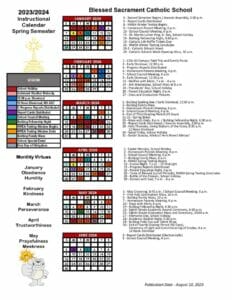 Instructional Calendar - Blessed Sacrament Catholic School